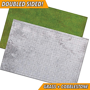 RPG Battle Game Mat - 6 Pack Dry Erase Double Sided 36 x 24 (12 Terrains) + 4 Dry Erase Markers + 1 Eraser + 7pc Polyhedral Dice Set - Large Table Top Role Playing Map for Starters and Mastersâ€¦