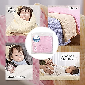 L'Ange Baby-Bath Towel-9 Layer, 28 x 47 Inches, Pink, Cotton Muslin Nap Time Blanket for Toddlers, Kids & Home, Soft, Ultra Absorbent, Suitable for Delicate Skin, Medical Grade Packaging