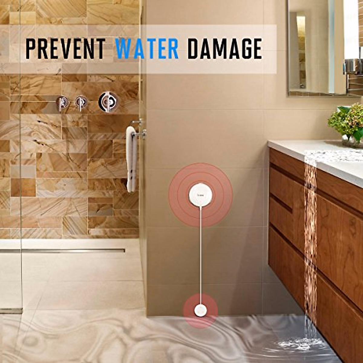 iView S300 WiFi Water Sensor DIY Flood and Water Leak Detector Detachable Sensor, Sound & APP Alert Long Lasting Battery