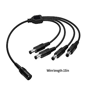 EWETON Security Camera Power Adapter 12V 2.5A 100V-240V AC to DC 2.1x5.5mm w/ 4-Way Power Splitter Cable LED Power Adapter Transformers-Fits Analog/AHD DVR/Camera, RGB LED, Strip Lights