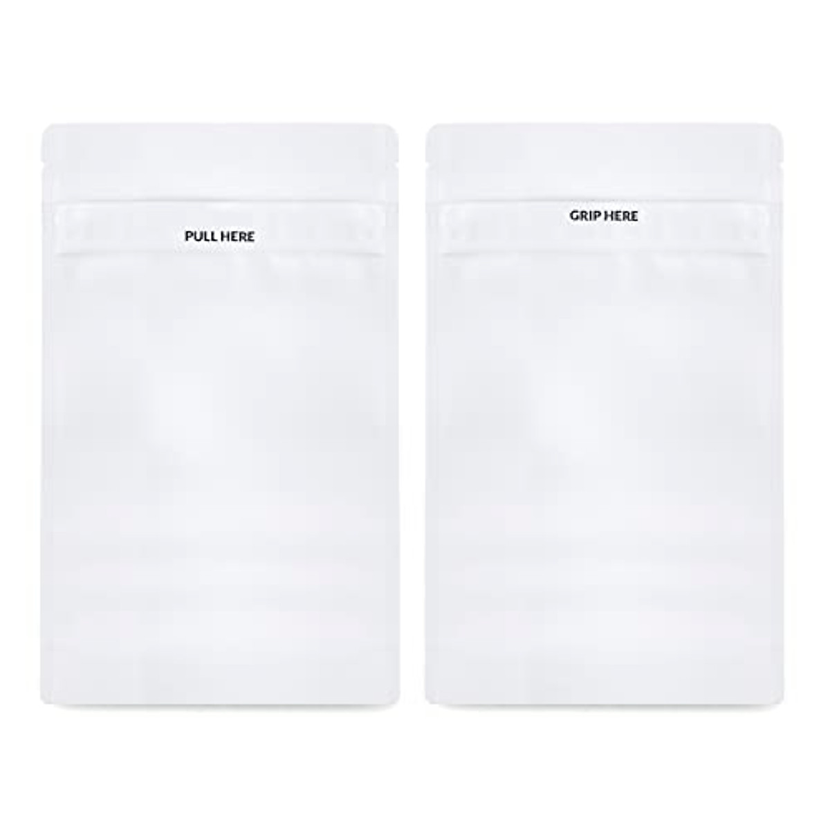 Loud Lock Mylar Bags Child Resistant Grip N Pull 1/2 Ounce All White - 1000 Count 8.125" x 5" 6mill Thickness - Mylar Bags For Food Storage - Resealable Bags - Odor Sealing Bags