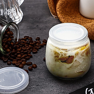 Hoolerry 10 Pcs Yogurt Jar Lids Set 2.64 Inch Clear Plastic Food Storage Replacement Lids Covers Compatible with Oui Yogurt Jars for Coffee Cookie Supplies (10 Pcs, 2.64 Inch)