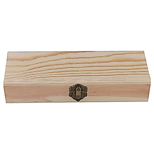 Wooden Stationery Case with Metal Lock,Solid Rectangular DIY Painted Pencil Case Storag (1)