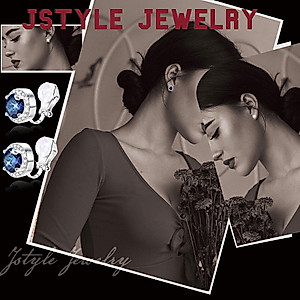 Jstyle 8Pairs Clip On Earrings for Women Halo Cubic Zirconia Opal Simulated Pearl Knot Non Pierced Clip Earrings Set Silver Tone