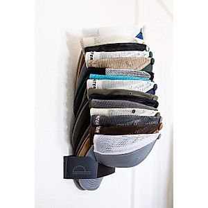 The ORIGINAL DomeDock! American, patented, Wall Mount Rack 20 Ball Cap Storage. Compact Hat Organization System. Made and Shipped in USA. (Single, White)