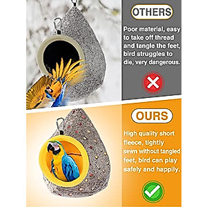 Winter Warm Bird Nest, Plush Bird Bed for Cage with Fixable Opening to Keep Shape, Parrot Hammock Snuggle House, Gift for Macaws African Grey Amazon Parrot Cockatiel