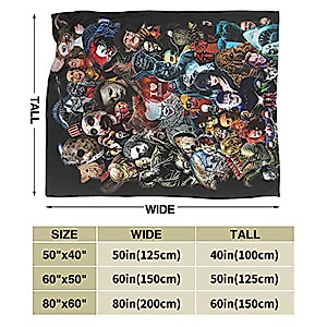 Halloween Horror Movies Throw Blanket Super Soft Flannel Air Conditioning Blanket for Couch Sofa Chair Office Travelling Camping Gift in All Seasons,50×40inch
