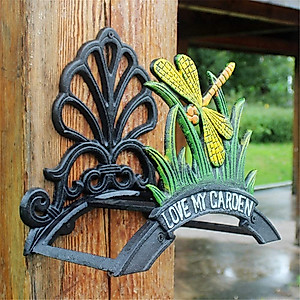 Water Pipe Holds Rack Heavy Duty Cast Iron Metal Dragonfly Wall Mounted Hose Butler Rustic Wall Hose Hanger Reel,love My Garden Garden Hose Storage Device Decoration Cast Iron Doorbell Decoration