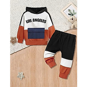 Toddler Boy Clothes 3t Boy Clothes 4t Boys Clothes Color Block Hoodie Long Sleeve Sweatshirt Sweatpants Sweatsuit Toddler Boy Fall Outfits Toddler Boy Winter Clothes Orange