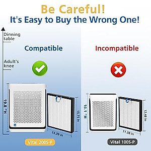 2 Pack Vital 200S Replacement Filter Compatible with LEVOIT Vital 200S Air Purifie-r, 3-in-1 H13 Grade True HEPA, High-Efficiency Activated Carbon Vital 200S-P Replacement Filter, Vital 200S-RF