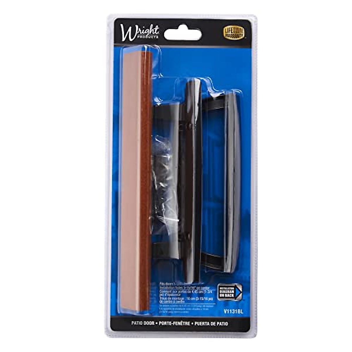 Wright Products - Mortise Patio Door Handle, Wood/Black 3-15/16 in