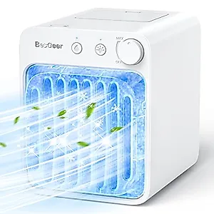 Portable air conditioner, 3in1 Rechargeable Evaporative Air Cooler with 2 Freezing Boxes,LED Light, Desktop Cooling Fan for Office, Bedroom, Outdoor,Kitchen