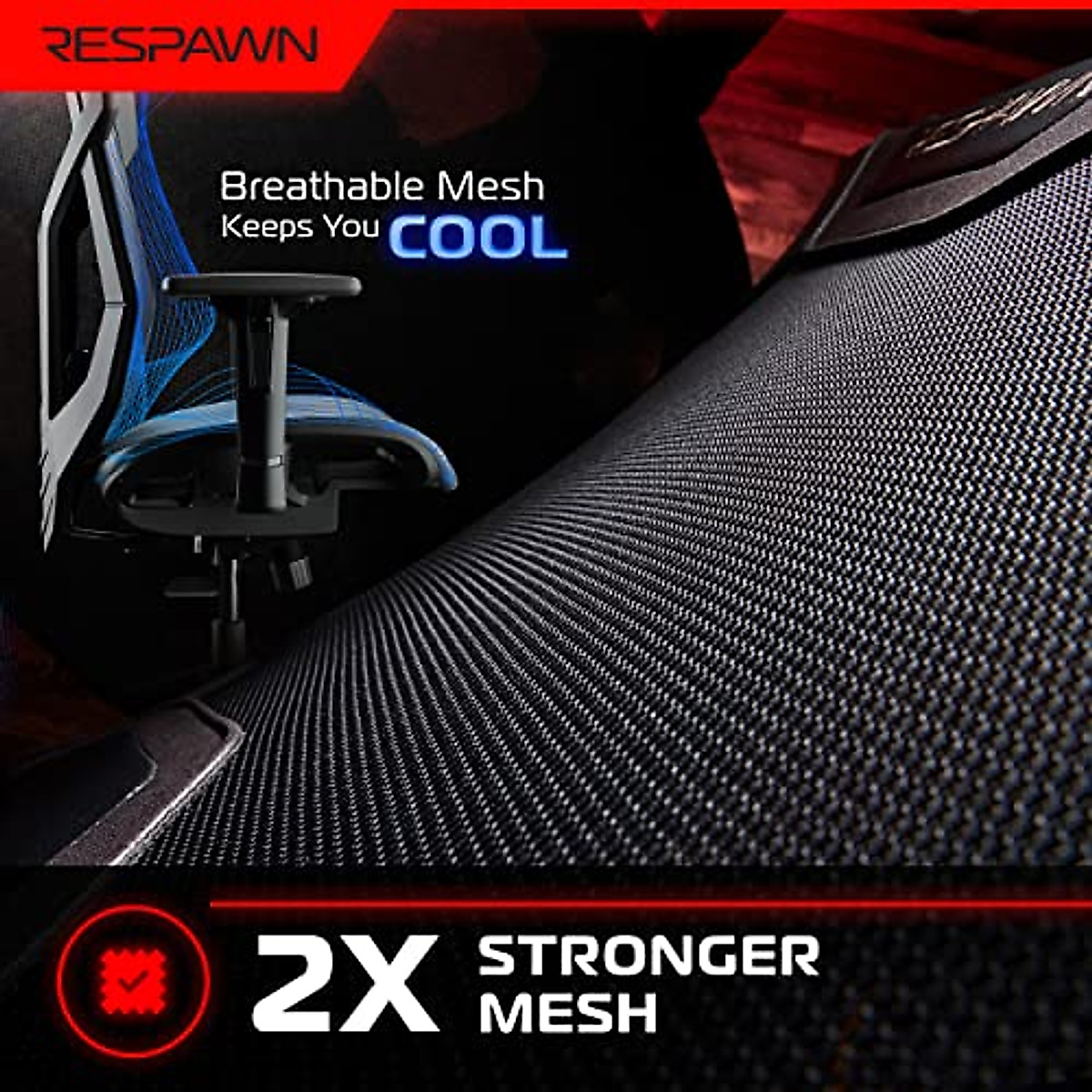 RESPAWN FLEXX Gaming Chair Mesh Ergonomic High Back PC Computer Desk Office Chair - Adjustable Lumbar Support, Seat-Slide, 115 Degree Syncro-Tilt Recline, 2D Armrests & Headrest, 300lb Max - Black