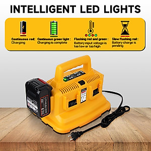 6-Ports Charger Replace for Dewalt 20V MAX Battery Charger DCB104 Charging for Dewalt 20V MAX / 60V Flexvolt Battery with 6 LED Indicators