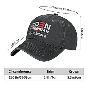 ONVOWO Biden-Fetterman-2024-It's-A-No-Brainer-24 Election Cowboy Hat Trucker Hat Baseball Cap Baseball Hats for Men Women Black