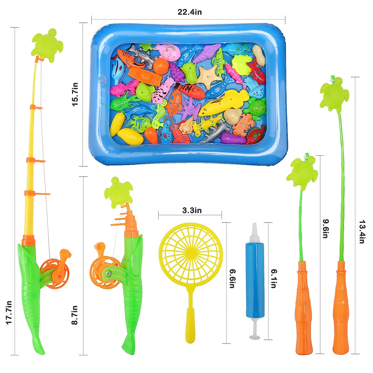 DC-BEAUTIFUL 51 Piece Fishing Toy Baby Bath Toy Magnetic Net Fishing Game Fishing Learning Education Play Set Outdoor Fun Best Gift for Children Fishing Game for Kids Party Favors