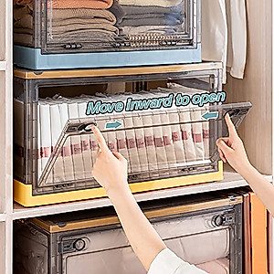 YUEHUA Collapsible Storage Bins with Lids, 40 Liter Large Storage Bins with Lids, Plastic Storage Bins, Plastic Tote for Home/Bedroom/Kitchen/Office/Travel