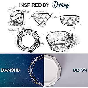 DELLING 22 Oz Geometric Cereal Bowls, White Soup Bowls Dessert/Snack Bowls Set for Rice Pasta Salad Oatmeal, Microwave/Dishwasher/Oven Safe Set of 6