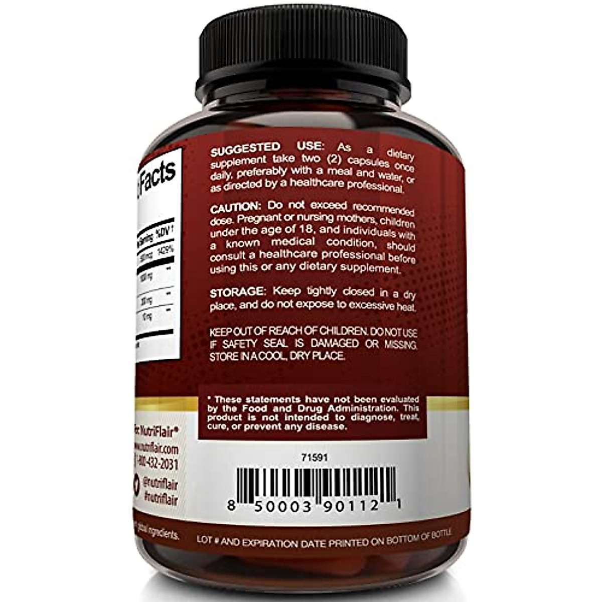 NutriFlair Ceylon Cinnamon, Berberine HCL, Chromium, Black Pepper Extract (Made with True Ceylon Cinnamon) - 1200mg per Serving, 120 Capsules - Lipid Levels, Antioxidant