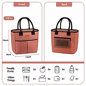 FITHOME Insulated Lunch Bag for Women/Men, Reusable Leakproof Cooler Thermal Lunch Box Tote Bags fit for Ice Pack, Adults College Fashion Lunch Bags for Work/Picnic/Travel