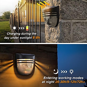 oditton Solar Fence Light, Solar Pathway Lights, Solar Light, Deck Lights, Solar Powered, Solar Wall Lights, 2 Modes, Waterproof IP65, Outdoor for Garden, Christmas Decoration, Backyard, 6 Pack