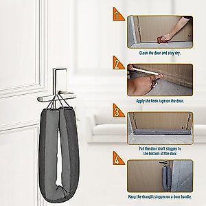 MAGZO Door Draft Stopper 32 Inches, Weighted Triangular Door Snake for Winter Noise Blocker with Hook Loops,Gray
