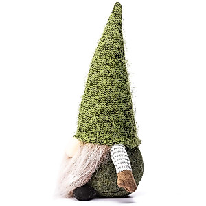 Funoasis Christmas Gnome Gifts Holiday Decoration Birthday Present Handmade Tomte Plush Doll, Home Ornaments Tabletop Santa Figurines 14 Inches (Green)