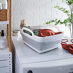Kitchen Details Collapsible Wash Basin | Self Draining Design | Large Flexible Design | Protect Dinnerware | Self Draining | Space Saver | Home Cleaning | White