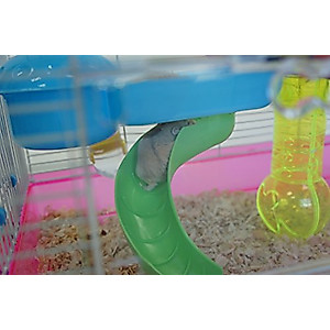 YML Clear Plastic Dwarf Hamster Mice Cage with Color Accessories, Pink