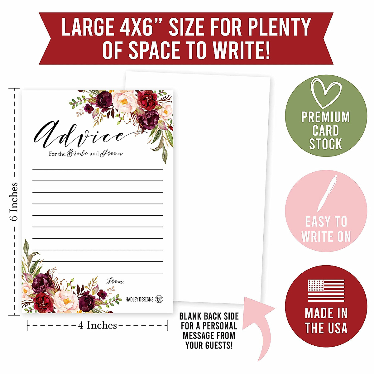50 Floral Wedding Advice Cards For Bride and Groom, Wedding Guest Book Alternative, Advice and Wishes For The Mr and Mrs, Advice For The Bride, Bridal Shower Advice Cards, Wedding Card Boxes Reception