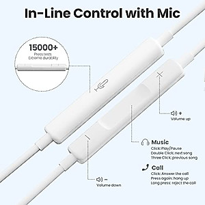 Wired Earbuds Pack of 4, in-Ear Wired Earphones with Microphone Volume Control, Powerful Heavy Bass, High Definition, Headphones Compatible with Android, iPhone, iPod, iPad, MP3 and Most 3.5mm Jack