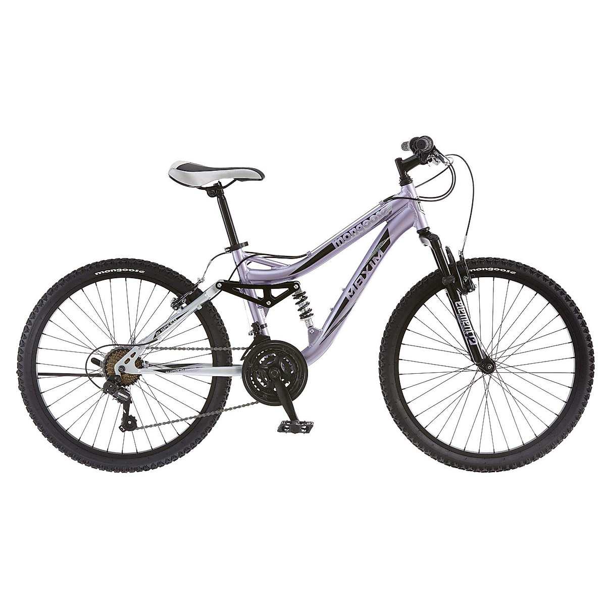 Mongoose Maxim Girls Mountain Bike, 24-Inch Wheels, Aluminum Frame, 21-Speed Drivetrain, Lavender