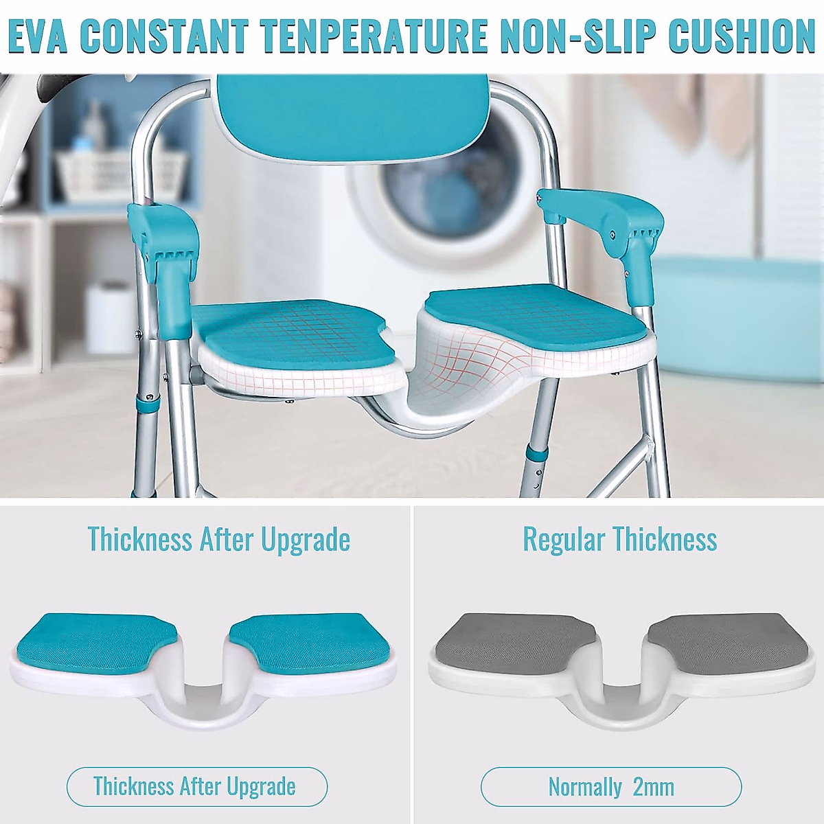 Folding Shower Chair for Inside Shower Stall, Bath Tub Shower Safety Seat Stool with Arms and Back Adjustable Height Shower Bench, Shower Seat for Inside Shower(Orange)