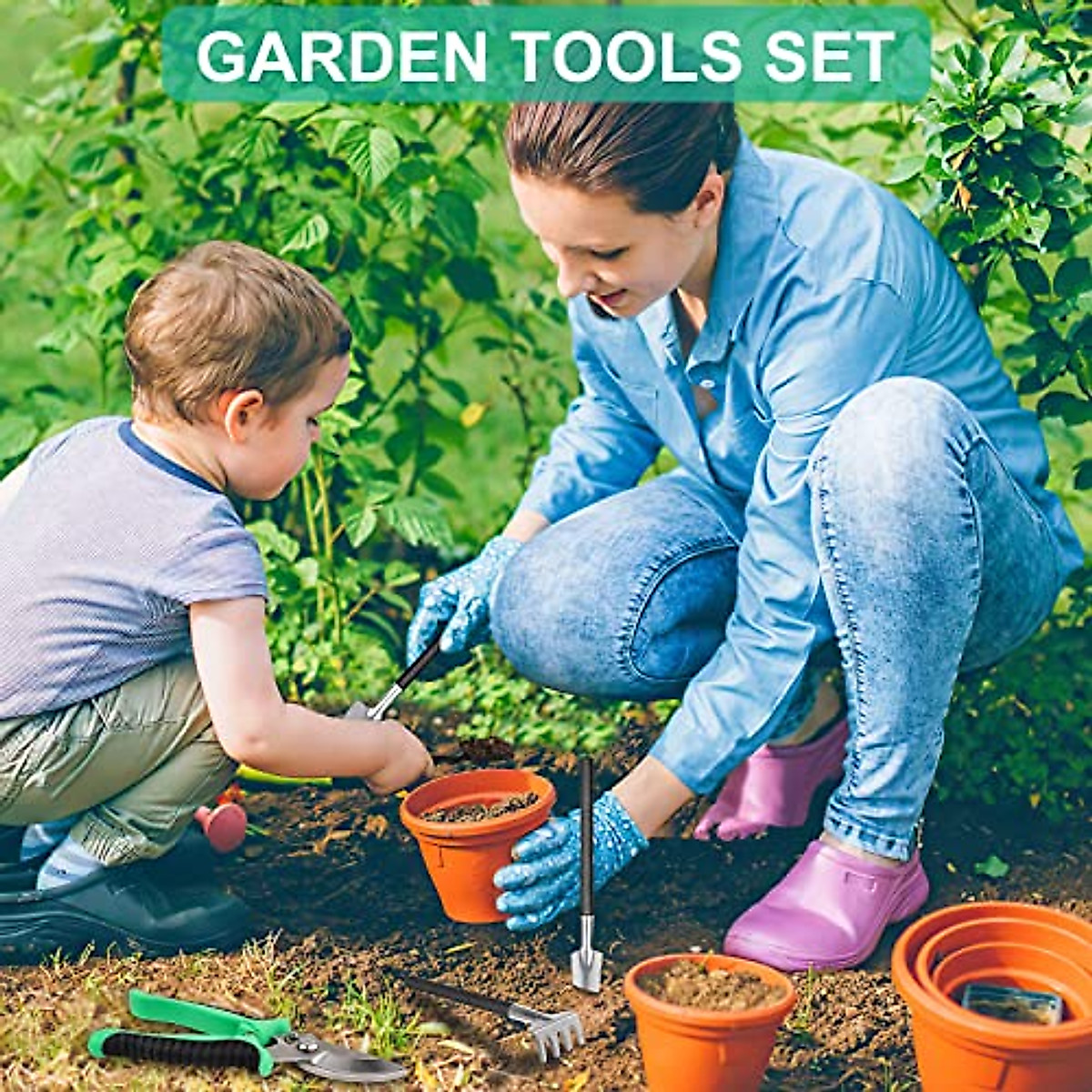 SEBIDER Bonsai Tree Kit Bonsai Tools Set Succulent Kit 16PCS Garden Hand Tool Set Include Pruning Shears, Carbon Steel Bonsai Scissors, Bonsai Starter Kit Gardening Trimming Tools