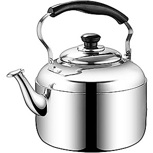Whistle Teapot Anti-scalding Handle Stainless Steel, 4L Capacity Silver Tea Kettle Simple Design Suitable for All Stoves in The Kitchen