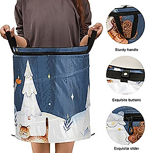 Landscape Christmas Tree Pop Up Laundry Hamper Collapsible with Lid Dirty Clothes Hamper Laundry Basket Storage Baskets Organizer for Laundromat, Dorm, Apartment