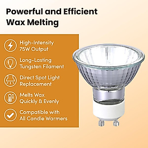 3 PACK New GU10 Halogen Heat Spot Lamp 75 Watt Candle Warmer Lamp Replacement Light Bulb I Top Down Heating Wax Melter Recessed Lighting Spotlight Fixture Kitchen Bathroom Vanity 75W Heating Lights