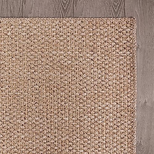 CAMILSON Easy Jute Rug 9x12, Indoor Outdoor Natural Color Farmhouse Area Rugs for Living Room Patio and Kitchen Rug, Solid Boho Woven Design, Easy-Cleaning, Washable Outside Carpet Alfombras (9 x 12)