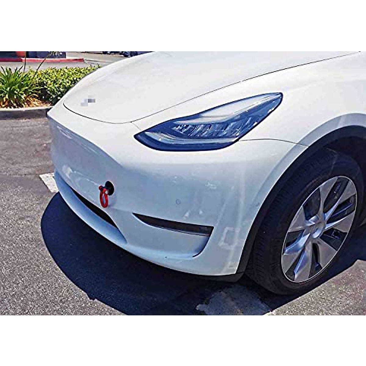 iJDMTOY Red Track Racing Style Front Bumper Tow Hook Ring Compatible With Tesla 2017-up Model 3, 2020-up Model Y, Made of Light Weight CNC Aluminum