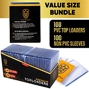 Premium Clear Toploaders and Penny Sleeves (100 35 Point Thickness Hard Plastics Ultra Card Protectors + 100 Cards Sleeves) for Standard Size Pro Sports Collectible Card