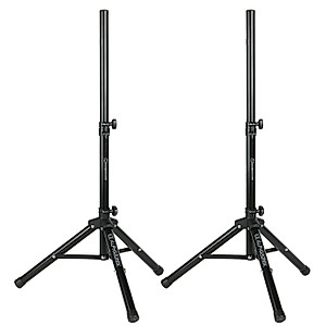 Pair Alphasonik All-in-one 8" Powered 800W PRO DJ Amplified Loud Speakers with Bluetooth USB SD Card AUX MP3 FM Radio PA System LED Lights Karaoke Mic Guitar Amp 2 Tripod Stands Cable and Microphone