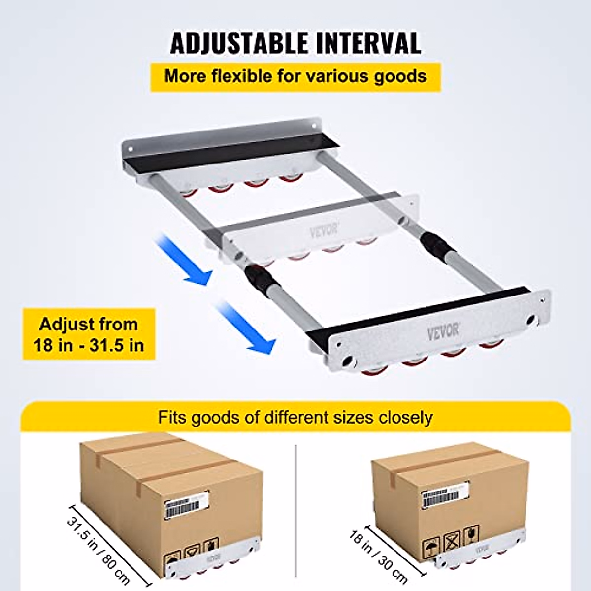 VEVOR All-Terrain Mover Dolly, 30" L x 18.5 "W x 5.5" H Piano Dollies w/ 1874 lbs Load Capacity, Furniture Dolly with 8 Casters, Heavy Duty Alloy Dolly Truck for Heavy Appliance Handling and Moving