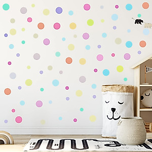 288 Pieces Polka Dots Wall Stickers Large Round Polka Dot Confetti Wall Decals Assorted Polka Dot Stickers for Baby Nursery Child Kid Boy Girl Bedroom Home Decor, 8 Sheets (Light Color)
