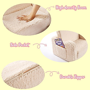 MOMCAYWEX Kids Chairs for Toddler, 2-in-1 Toddler Soft Sherpa Couch Fold Out, Convertible Sofa to Lounger for Girls and Boys, Cream