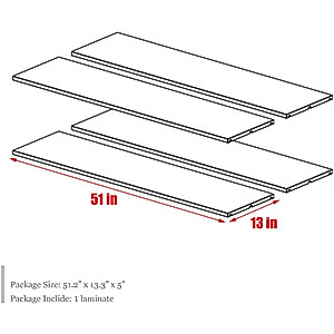 ADDOK 1 Piece Metal Laminate Shelf Easy Installed, Durable Shelving Board for Storage Shed Unit (51”x13”x1”)