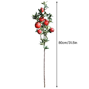 æ— 3 Pack Artificial Pomegranate Branches, 31.5 Inch Faux Rosehip Berries Flower Stem Simulation Long Stem Fruit Bouquet for Garden Home Restaurant Patio Shop Window Decor