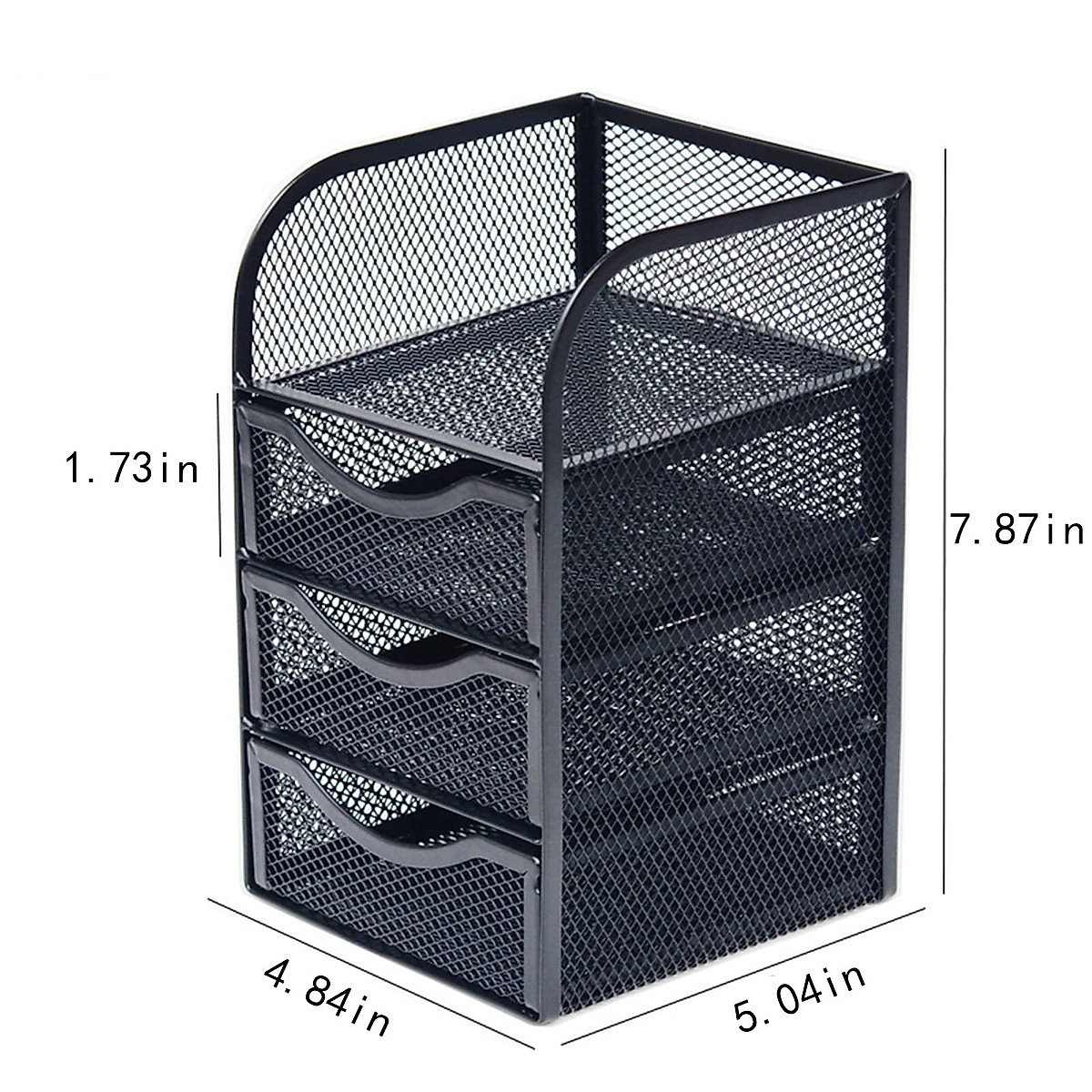 Lovskoo Mesh Desk Organizer with 3 Drawers - Office Desk Accessories & Workspace Organizer - Black