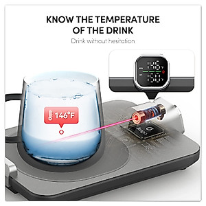 ikago Smart Mug Warmer Plate No Sound - Accurate 1℉ Temperature Control with Cup Sensing, Digital Display, Auto Shut-Off, Perfect for Desk & Cool Birthday Gifts for Women and Men