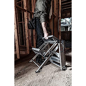 Little Giant Ladders, Safety Step, 2-Step, 2 foot, Step Stool, Aluminum, Type 1A, 300 lbs weight rating, (10210BA), Gray