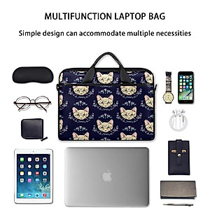 Floral Cats Laptop Computer Bag Waterproof Shoulder Messenger Bag 13-15 inch Durable Laptop Tote Bag with Shoulder Strap Handle Lightweight Crossbody Briefcase